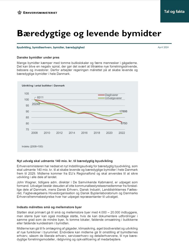 Bæredygtige og levende bymidter | Erhvervsministeriet